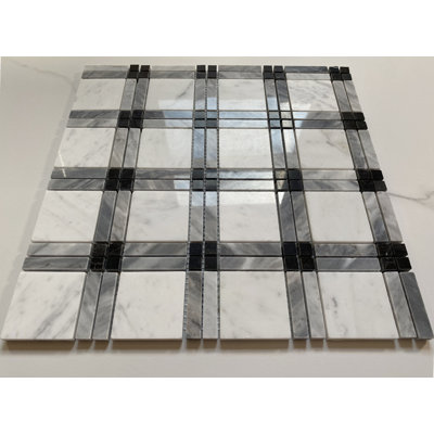 Marble Online 12" x 12" Marble Grid Mosaic Wall & Floor Tile | Wayfair