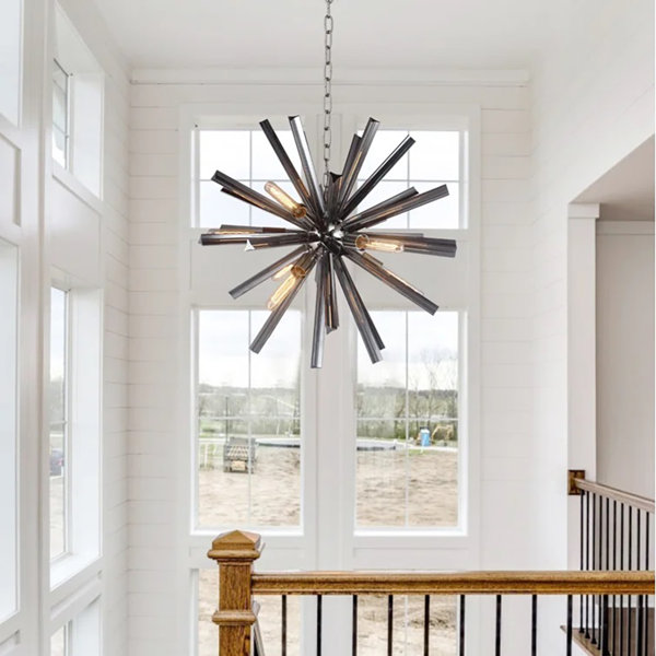 Corrigan Studio® Smokey 9 - Light 29 " Axis Sputnik Sphere Smoke Glass ...