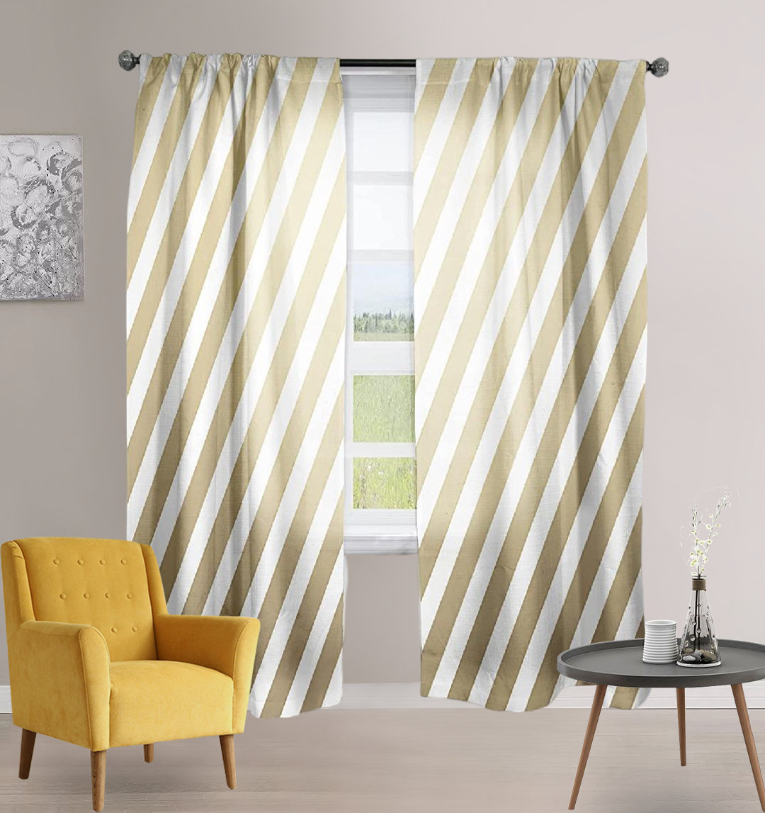 Paracity 'Gold Diagonal' Mid-Century Modern Curtain Panel Polyester ...