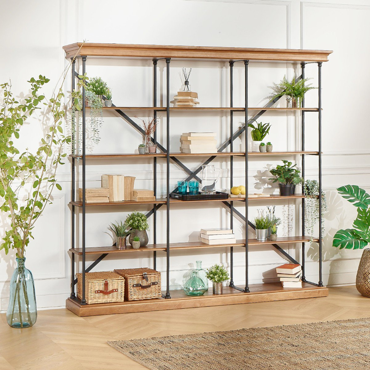 Robin Interiors DANTE Large Bookcase, Slim Shelving Unit, Pine and ...
