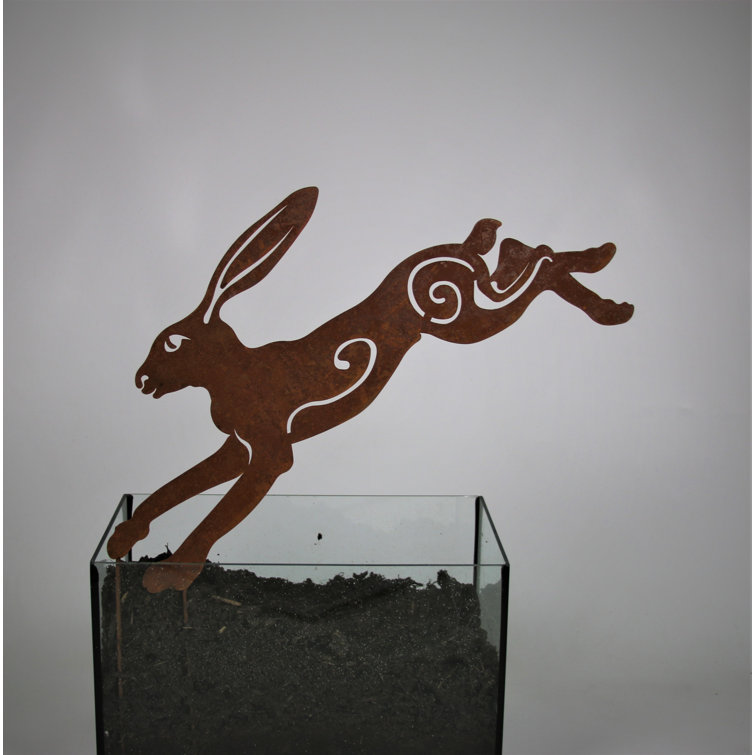 Maturi Rusty Rabbit Garden Stake | Wayfair.co.uk