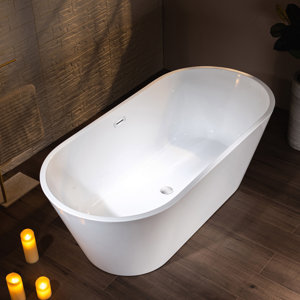 WoodBridge 59'' x 29.5'' Freestanding Soaking Acrylic Bathtub | Wayfair
