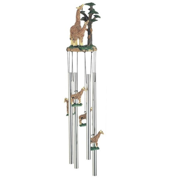Arlmont & Co. Kristinna Giraffe With Baby Wind Chime | Wayfair