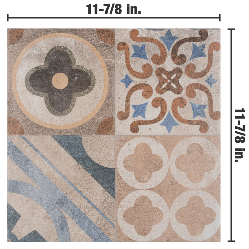 Merola Tile Cazorla Deco 12" x 12" Porcelain Patterned Singular Floor ...