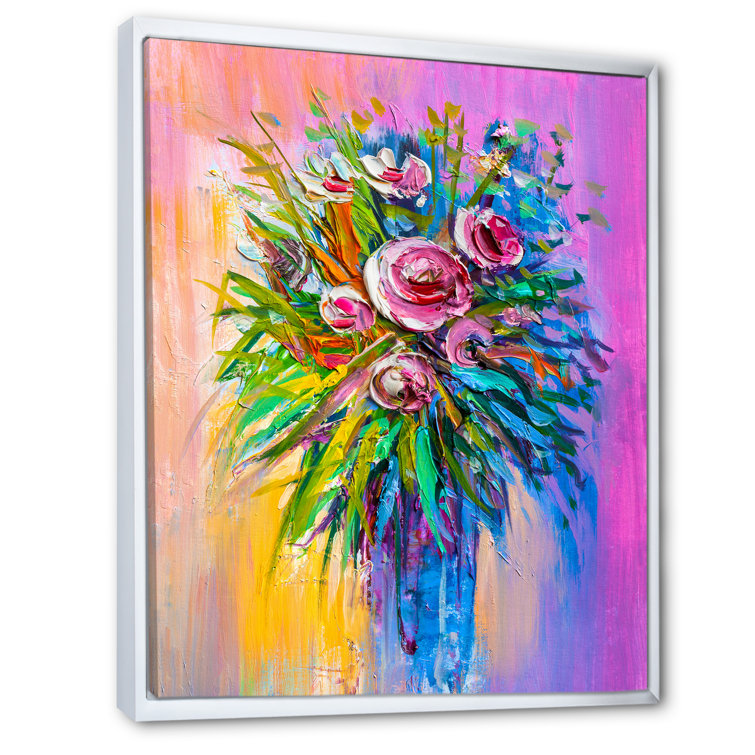 Winston Porter Purple Roses Flowers Paitning Purple Roses Flowers ...