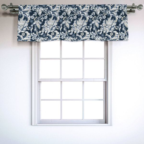 Bless international Floral Sateen Ruffled 54'' W Window Valance in Blue ...
