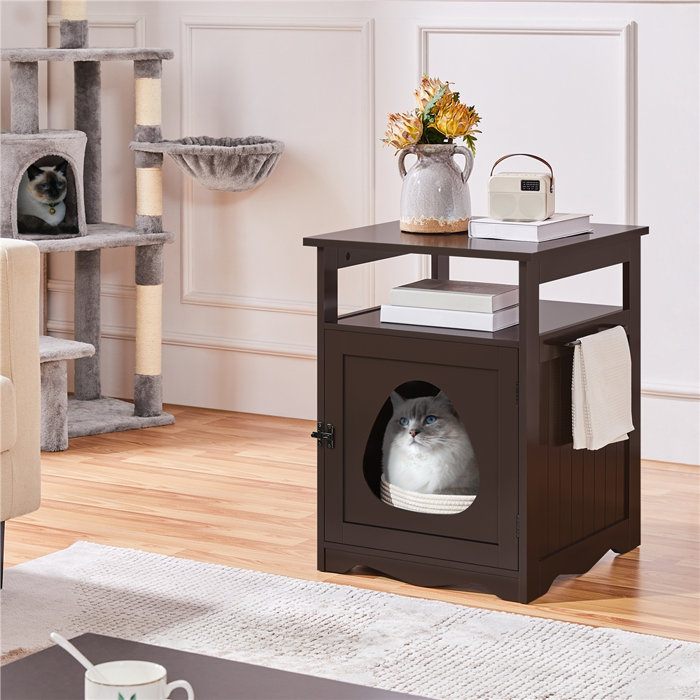 Archie & Oscar™ Hartlyn Cat Litter Box Enclosure Lockable Wooden Pet ...