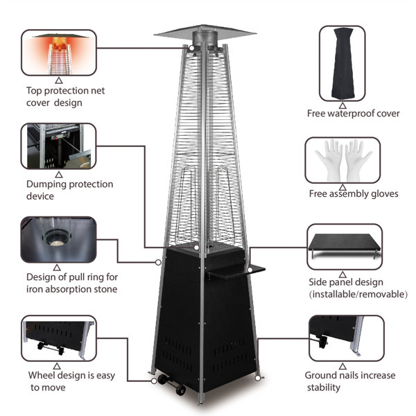 FOOWIN Pyramid Flame 48000 BTU Propane Standing Patio Heater | Wayfair