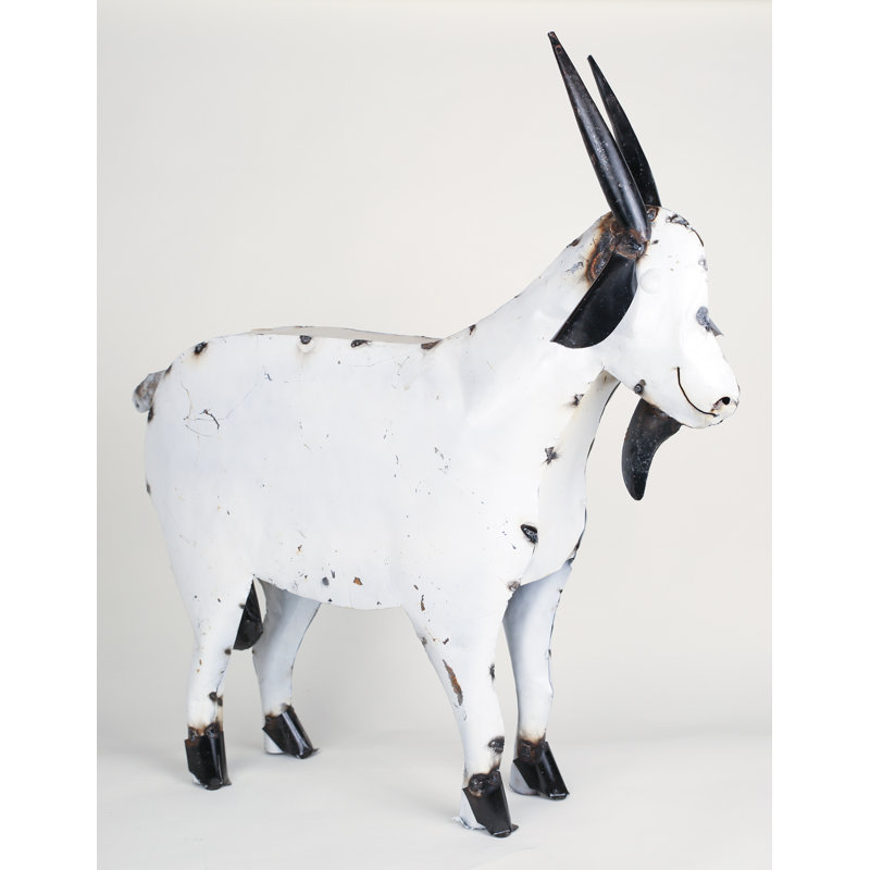 Rosalind Wheeler Large Recycled Metal Goat Statue & Reviews | Wayfair
