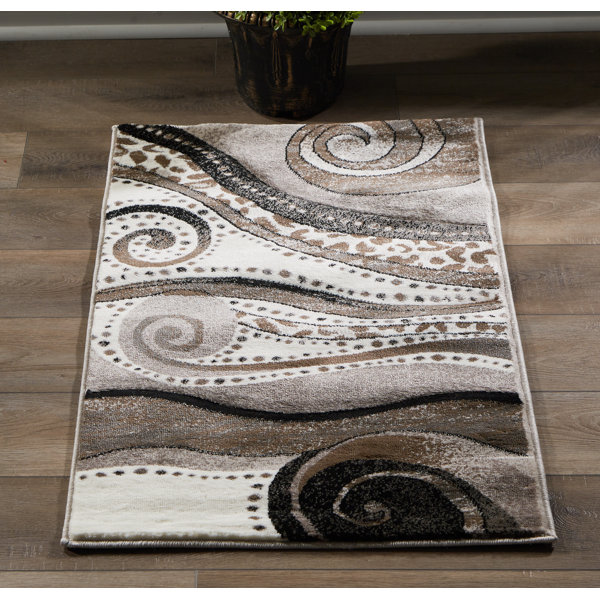 Wrought Studio Nekizia Abstract Brown/Black Area Rug & Reviews | Wayfair