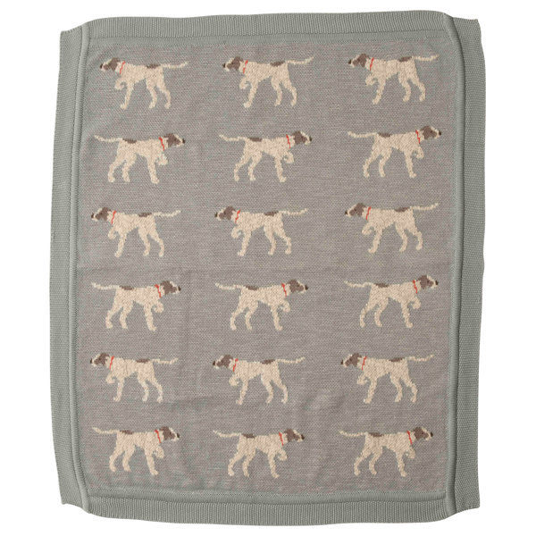 Rosalind Wheeler Kiley Cotton Knit Baby Blanket with Dog | Wayfair