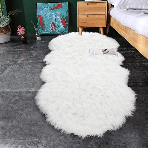 Mercer41 Pinckney Stylish Fluffy Shag White Area Rug & Reviews | Wayfair