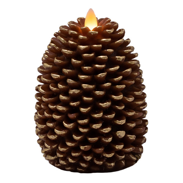 Millwood Pines Pine Cone LED Real Wax Unscented Flameless Candle ...