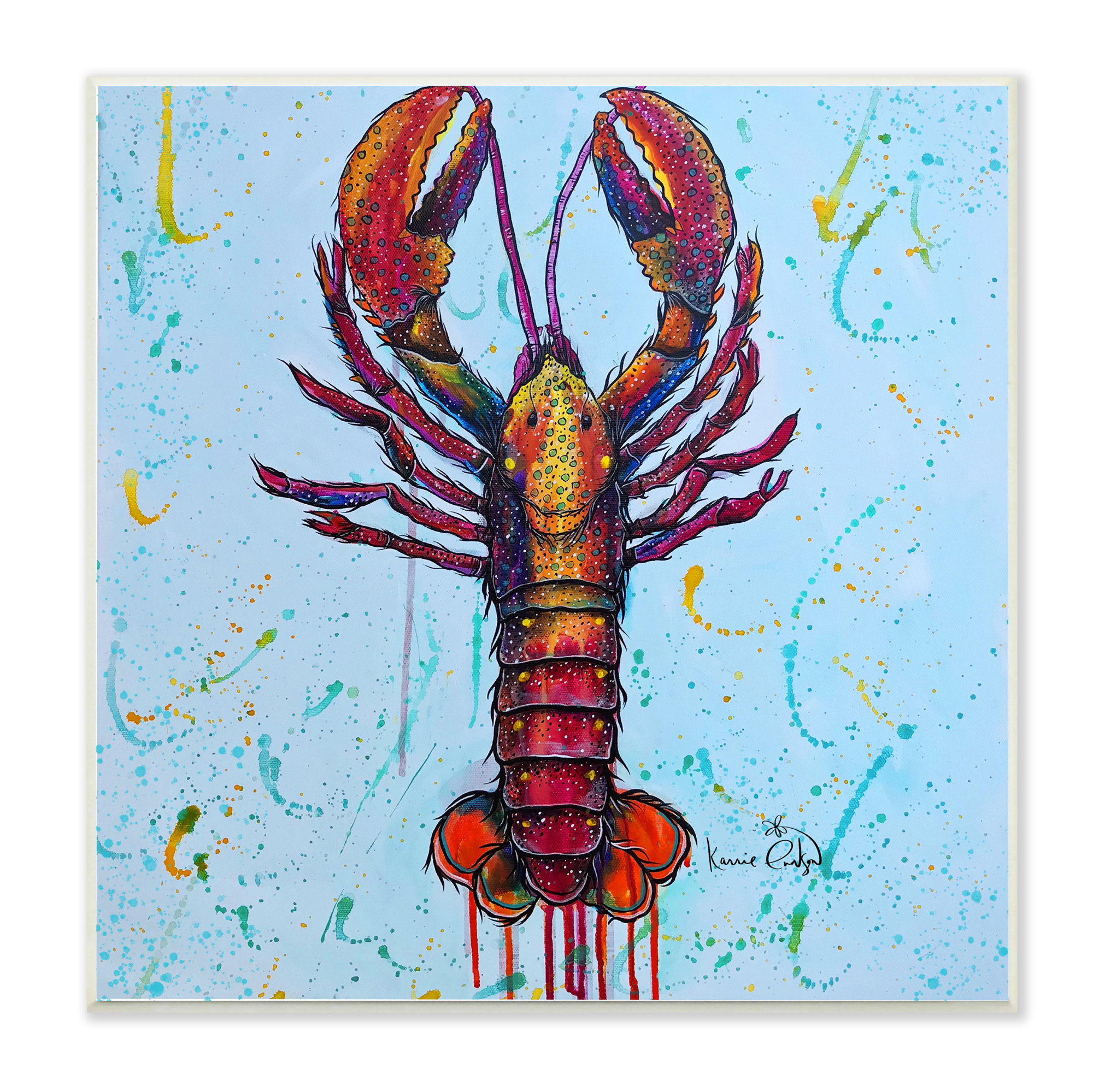 Stupell Industries Urban Style Lobster Paint Splatter Sea Life by ...