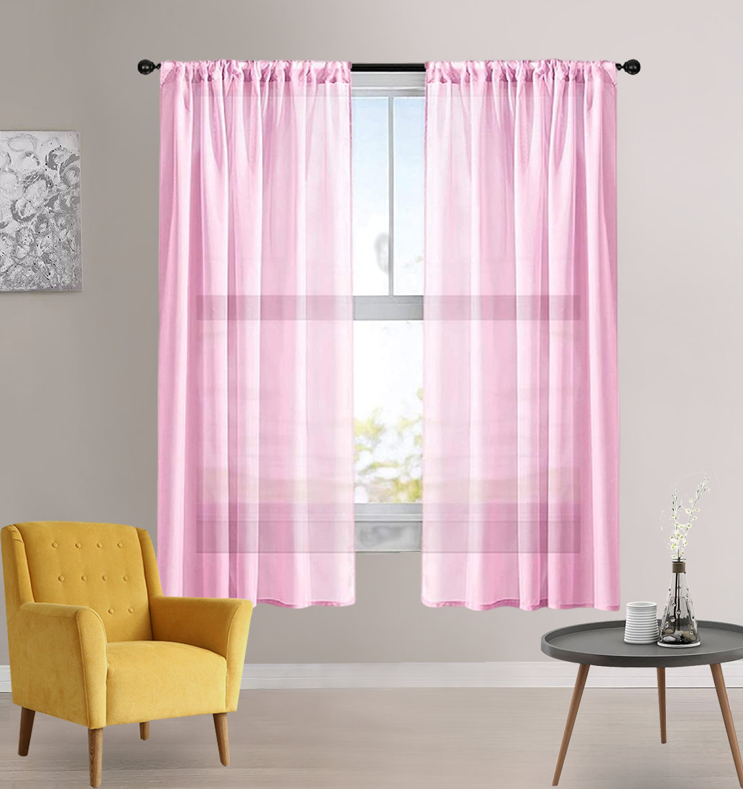 Ebern Designs Coriena Polyester Semi-Sheer Curtain Pair | Wayfair