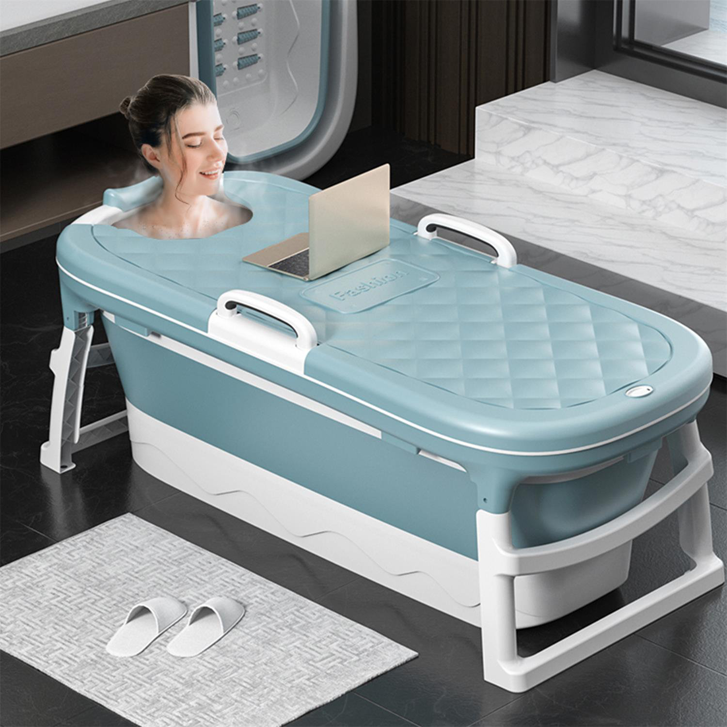 DENFER 54 3 Inches Portable Bathtub Thickened Foldable Home SPA Bath DENFER 54 3 Inches Portable Bathtub Thickened Foldable Home SPA Bath