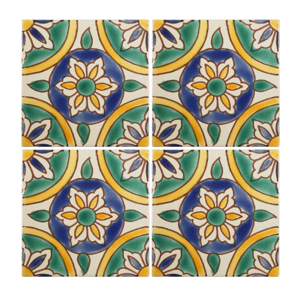 Casablanca Market Mediterranean 4" x 4" Ceramic Carthage Decorative ...