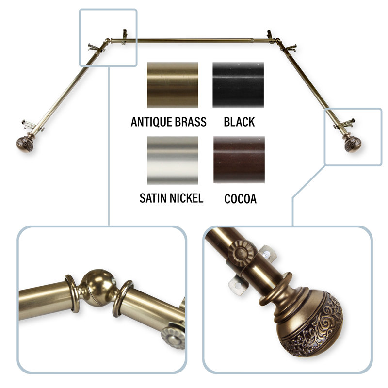 Fleur De Lis Living Solon Adjustable 0.81'' Bay Window Single Curtain ...