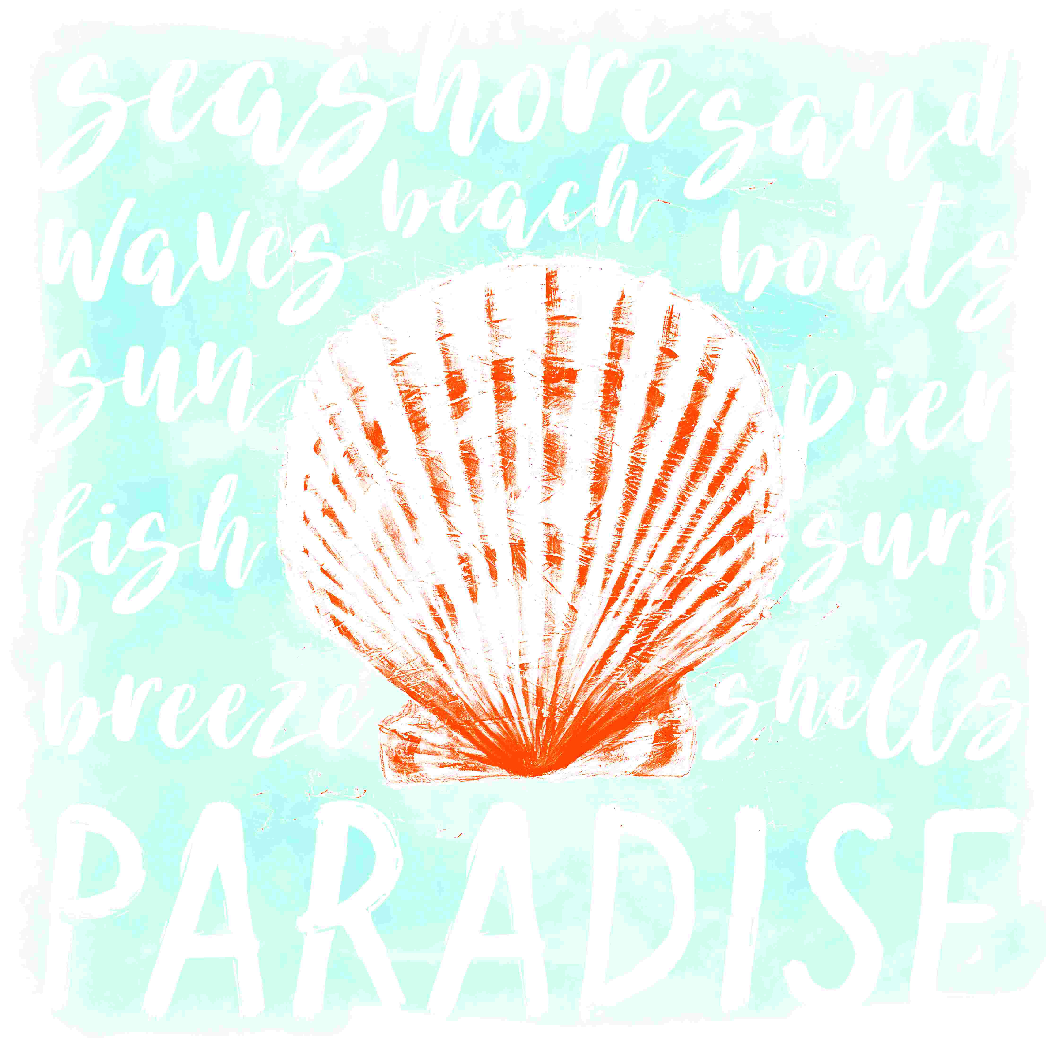 Highland Dunes Beach Words Shell On Canvas Graphic Art | Wayfair