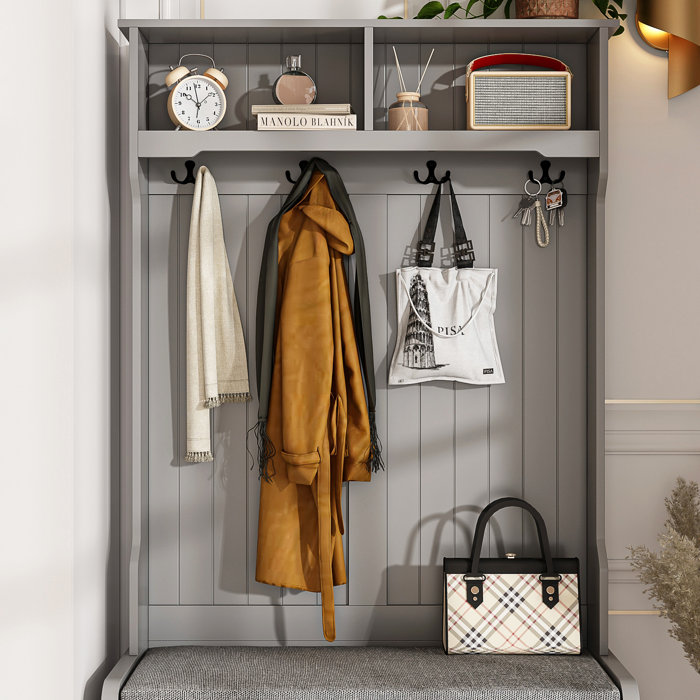 Red Barrel Studio® Modern Hall Tree with Bench and Shoe Storage ...