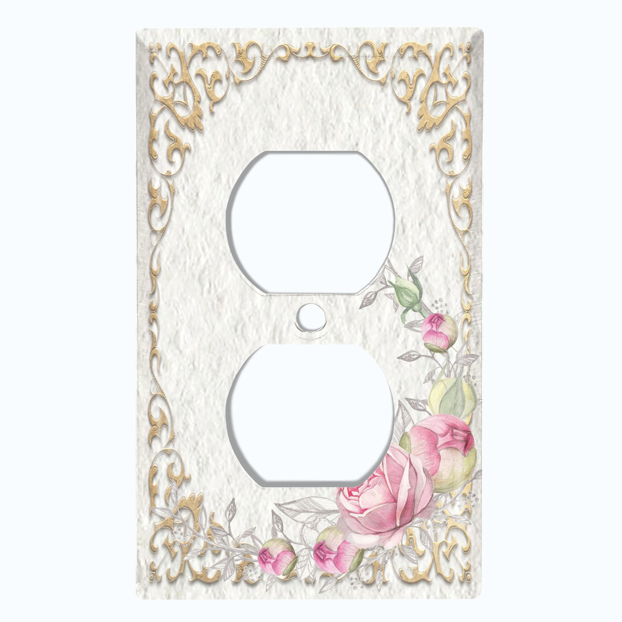 WorldAcc Vintage Roses Flower Frame 1-Gang Duplex Outlet Wall Plate ...