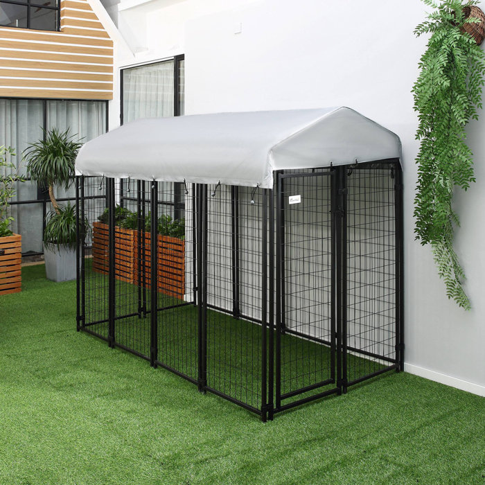 Pawhut Outdoor Covered Dog Yard Kennel & Reviews | Wayfair