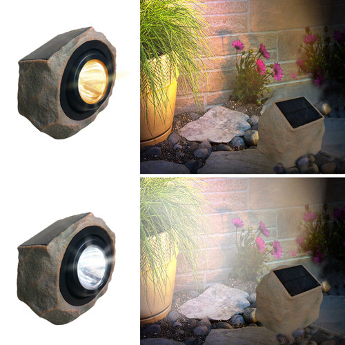 DeckImpressions Sand Solar Powered Integrated LED Spot Light | Wayfair