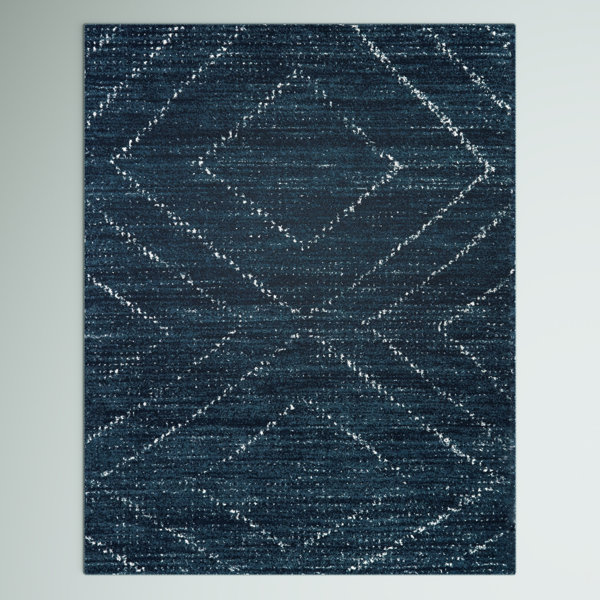 Mercury Row® Beveridge Performance Dark Blue Rug & Reviews | Wayfair