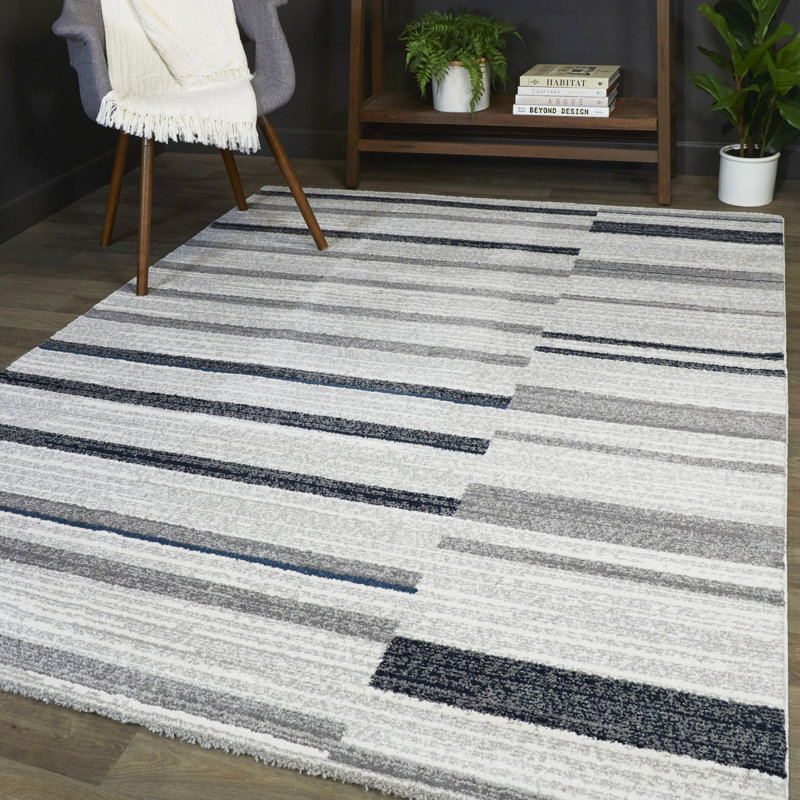 Latitude Run® Abstract Navy Area Rug | Wayfair