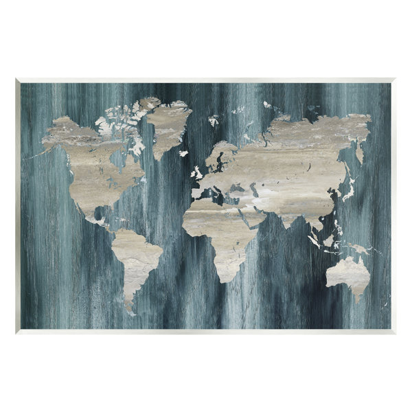 Stupell Industries Rustic Grain Patterned World Map Country Shapes by ...