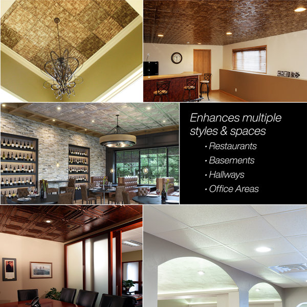 Fasade FASÄDE Coffer Decorative Vinyl 2ft x 2ft Lay in Ceiling Panel ...