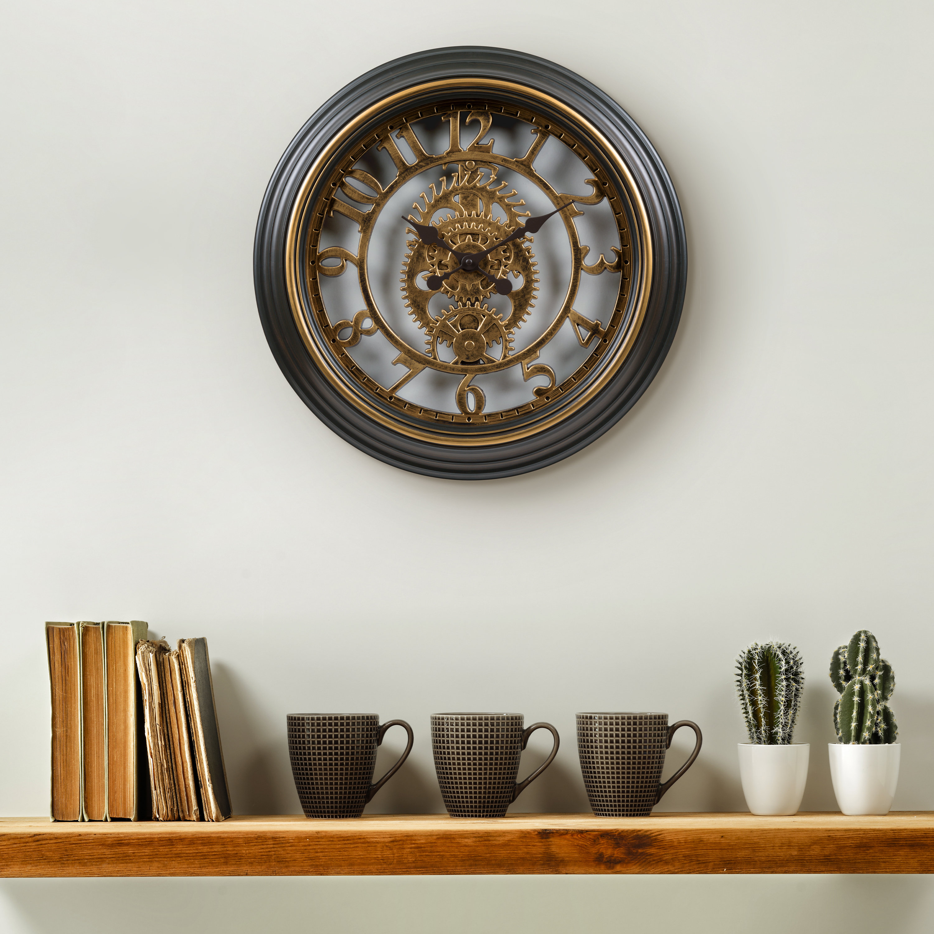 Winston Porter Geillo 20" Bronze Antiqued Gears Quartz Clock | Wayfair