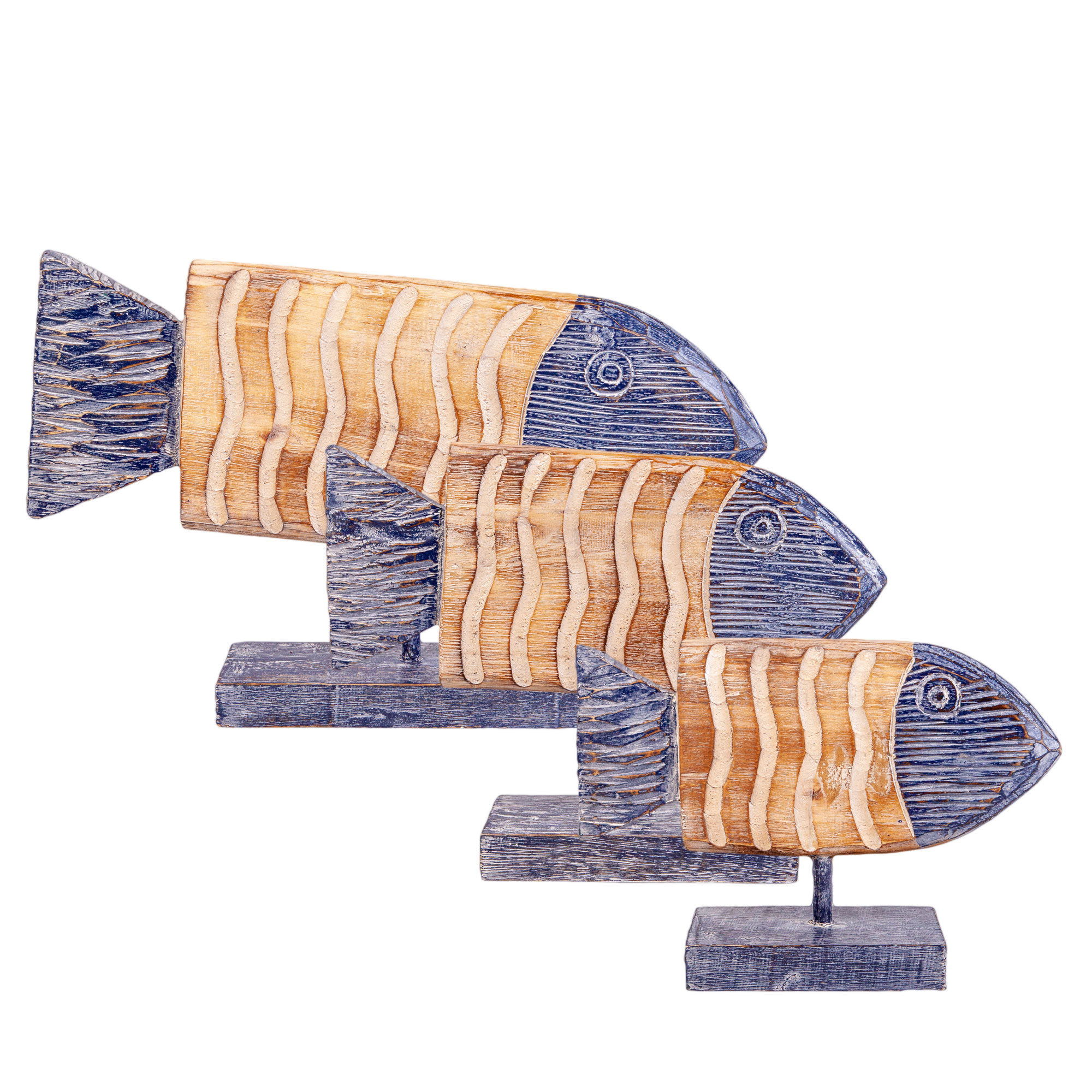 Ibolili 3 Piece Wood Flat Fish on Stand Set | Wayfair