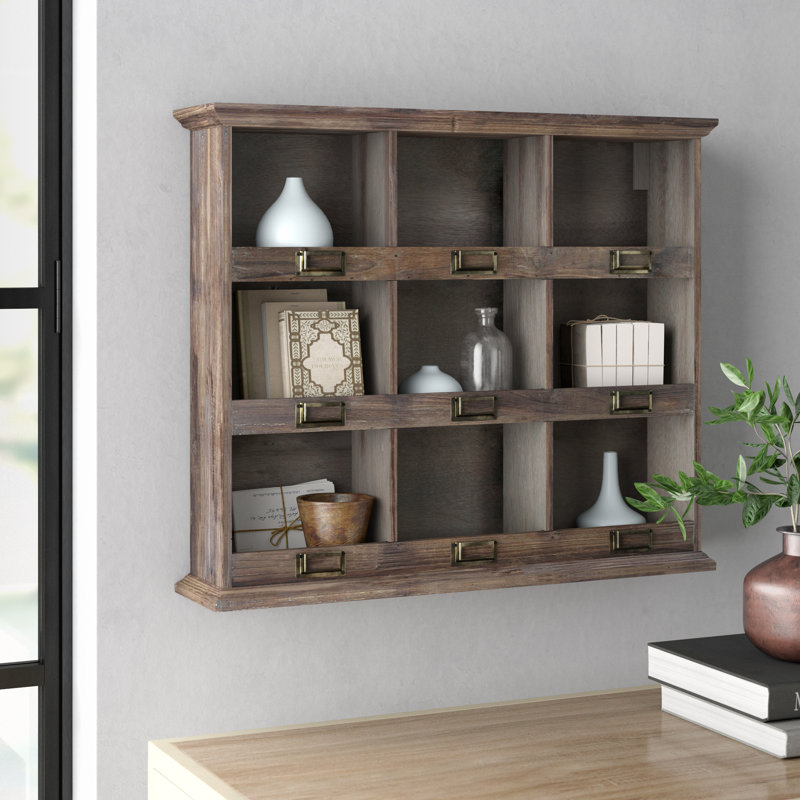 August Grove® Paliwal 9 Piece Square Fir Solid Wood Cube Shelf ...