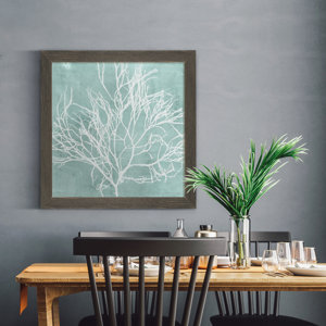 Highland Dunes Seaweed On Aqua II - Picture Frame Print | Wayfair