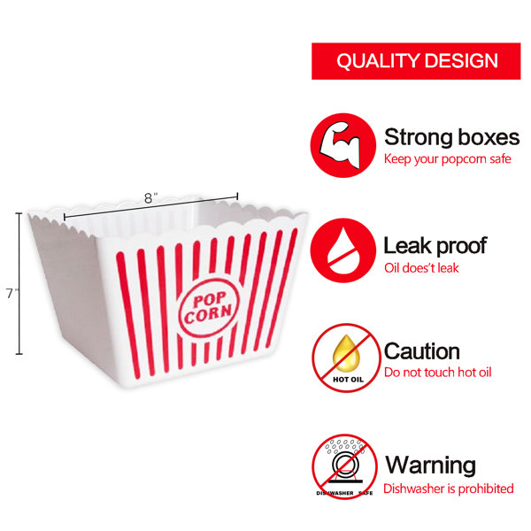 Novelty Place Plastic Popcorn Containers for Movie Night | Wayfair