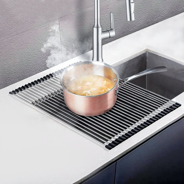 KBFmore 18 Inch Heatproof Stainless Steel Roll Up Dish Drying Rack ...