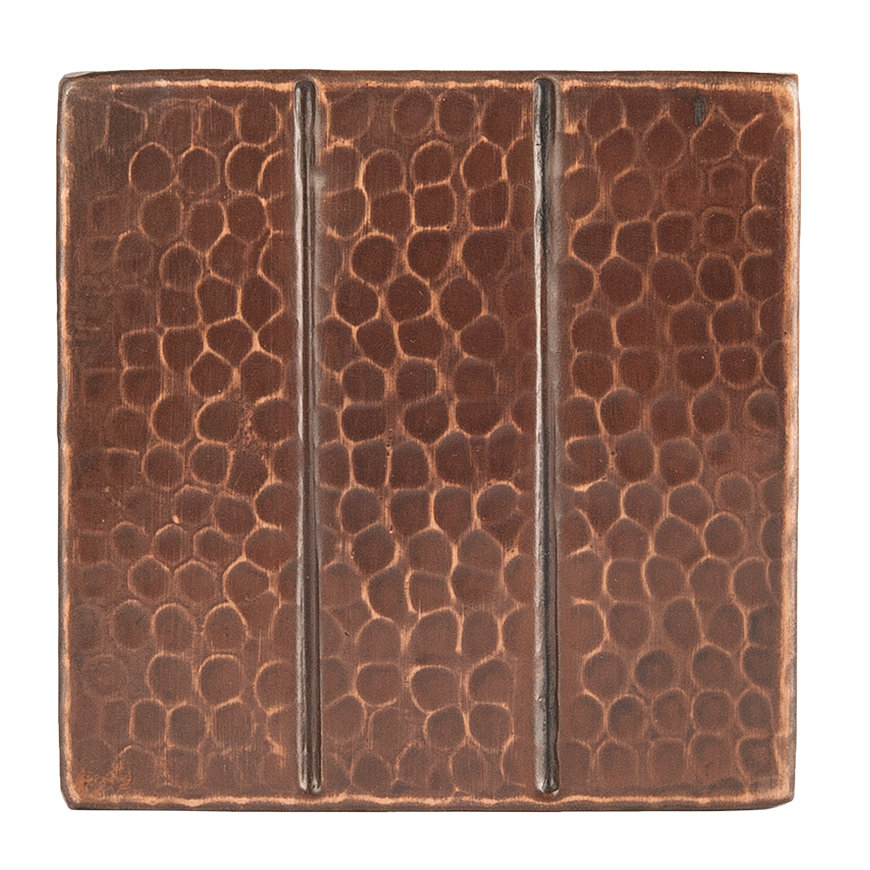 Premier Copper Products 4" x 4" Hammered Copper Tile with Linear Design ...
