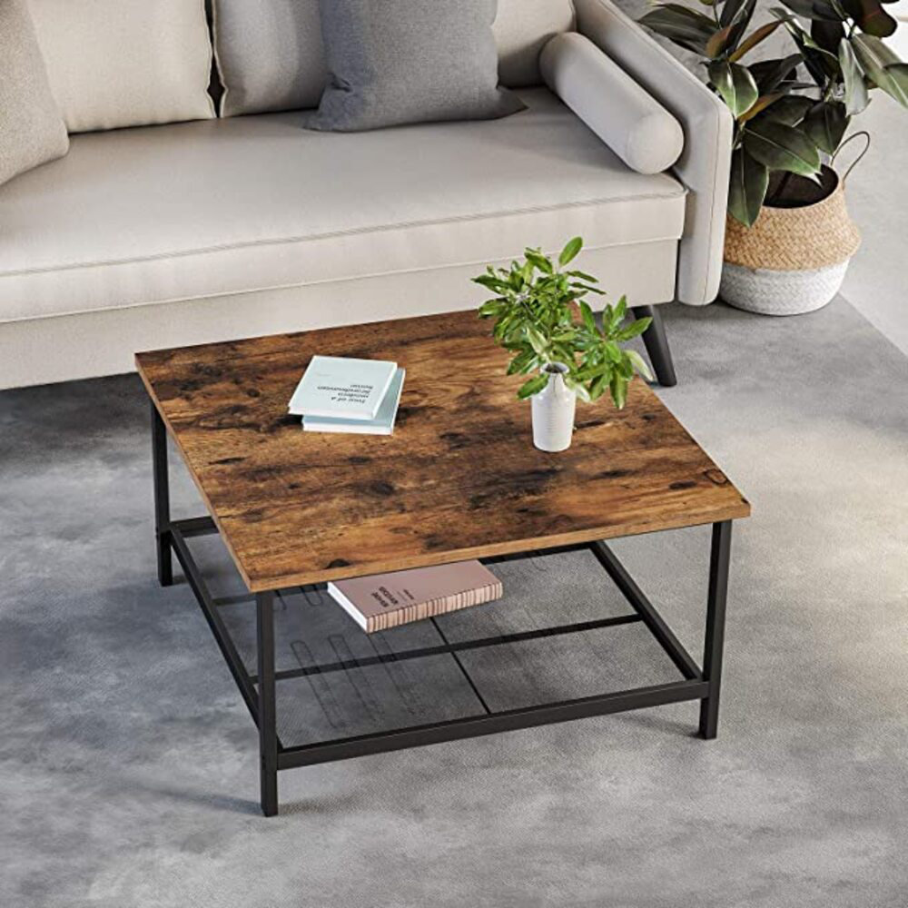17 Stories Square Coffee Table With Storage Shelf | Wayfair