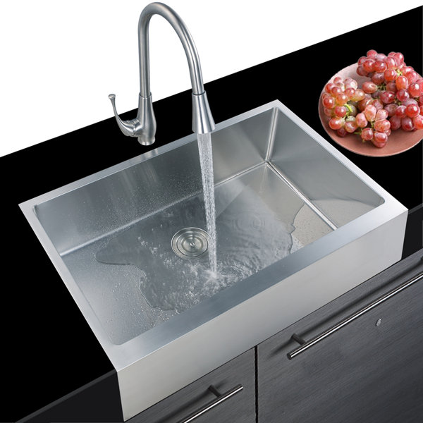 KDK HOME 18'' W Single Bowl Stainless Steel Farmhouse Kitchen Sink with ...