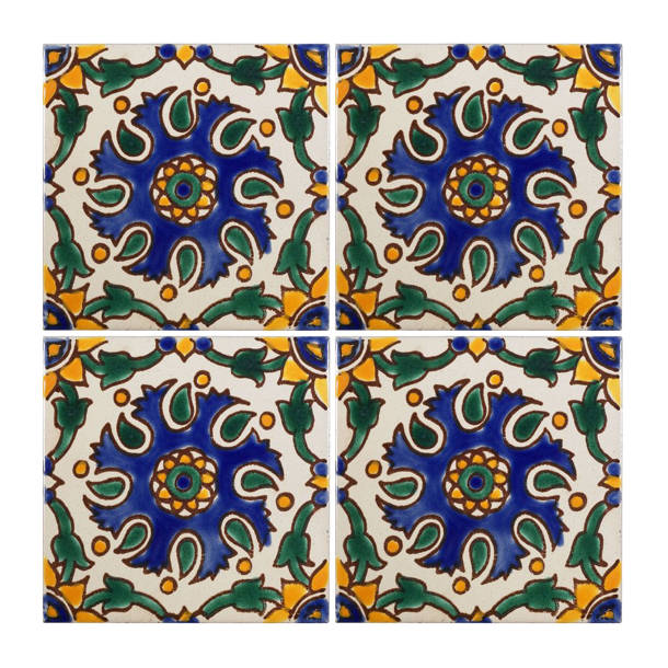 Casablanca Market Mediterranean 4" x 4" Ceramic Carthage Decorative ...