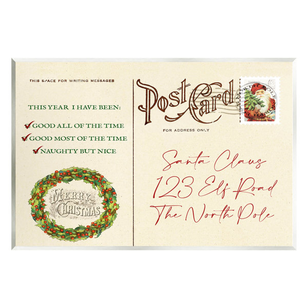 Latitude Run® Merry Christmas Vintage Postcard by - Unframed Graphic ...