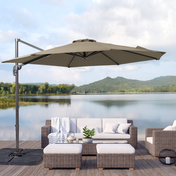 Everhome-11-foot-round-offset-solar-led-cantilever-umbrella | Wayfair