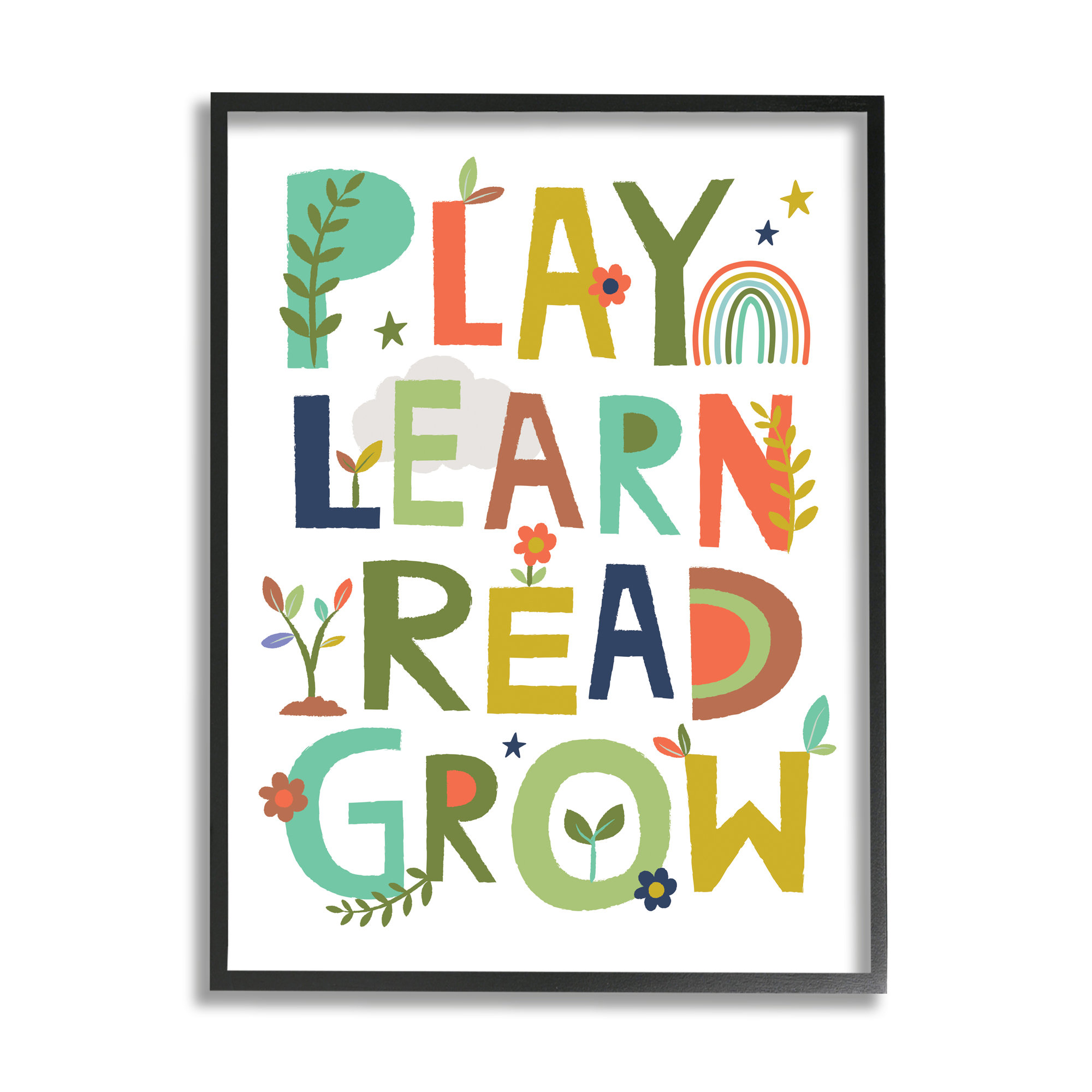 Stupell Industries Play Learn Read Grow Children's Typography Rainbow ...