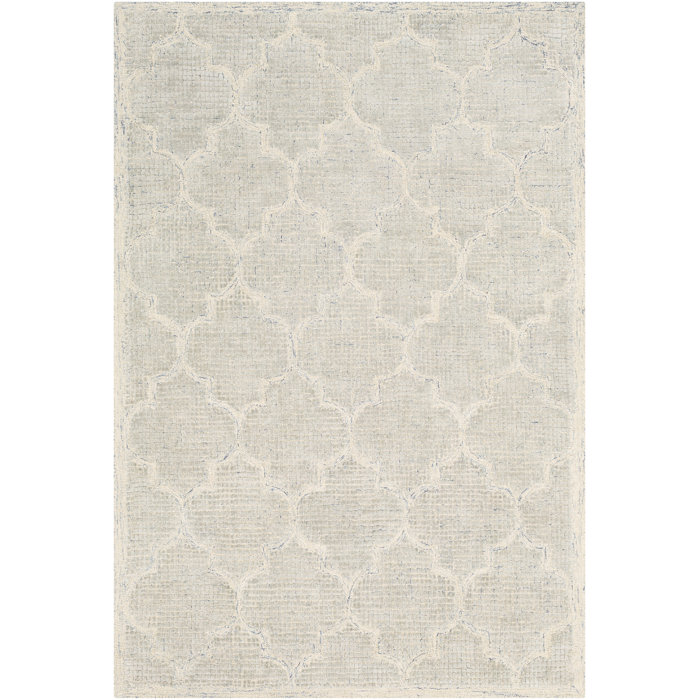 Charlton Home® Palm Handmade Tufted Light Gray Rug | Wayfair