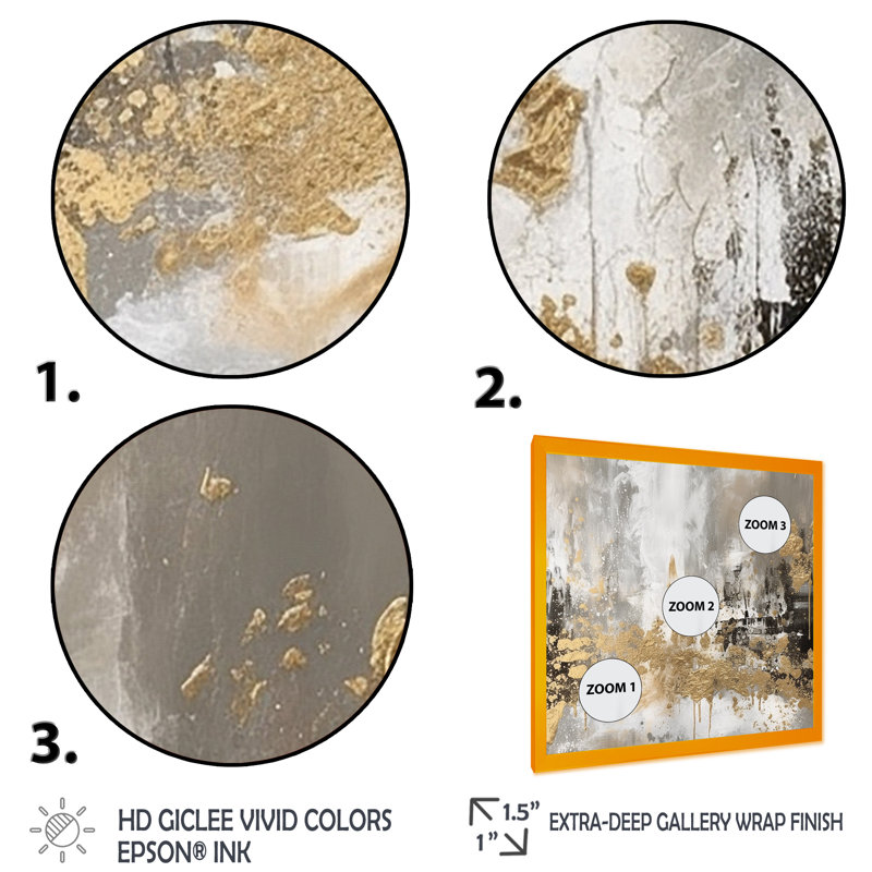 Ivy Bronx Demetry Modern Golden Abstract On Canvas Print | Wayfair