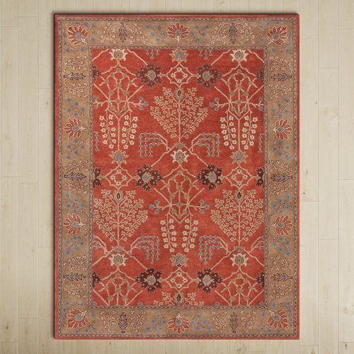 Crestfield Handmade Wool Rust/Beige/Taupe Rug & Reviews | Birch Lane