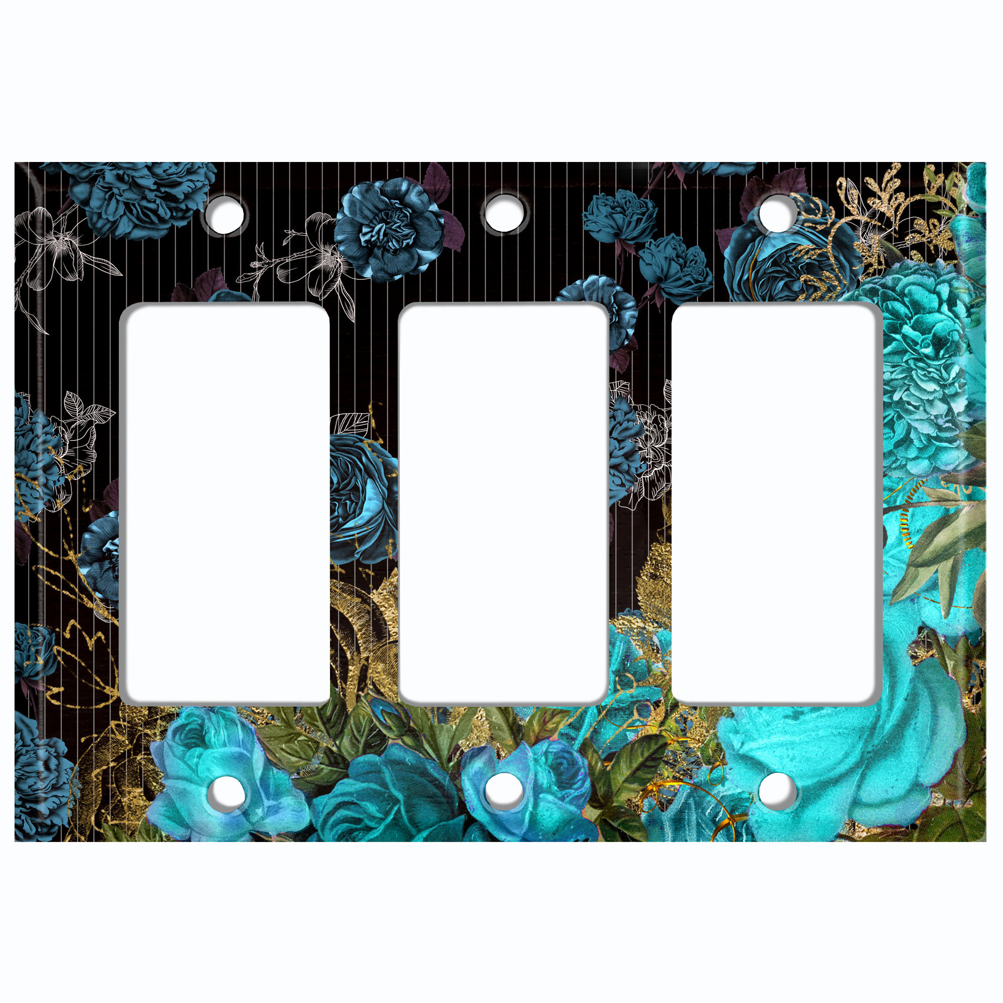 WorldAcc Rose Flowers Bouquet 3-Gang Decorator/Rocker Wall Plate | Wayfair