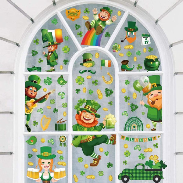 Red Barrel Studio® Lucky Shamrock Clover Gnome Window Decal | Wayfair