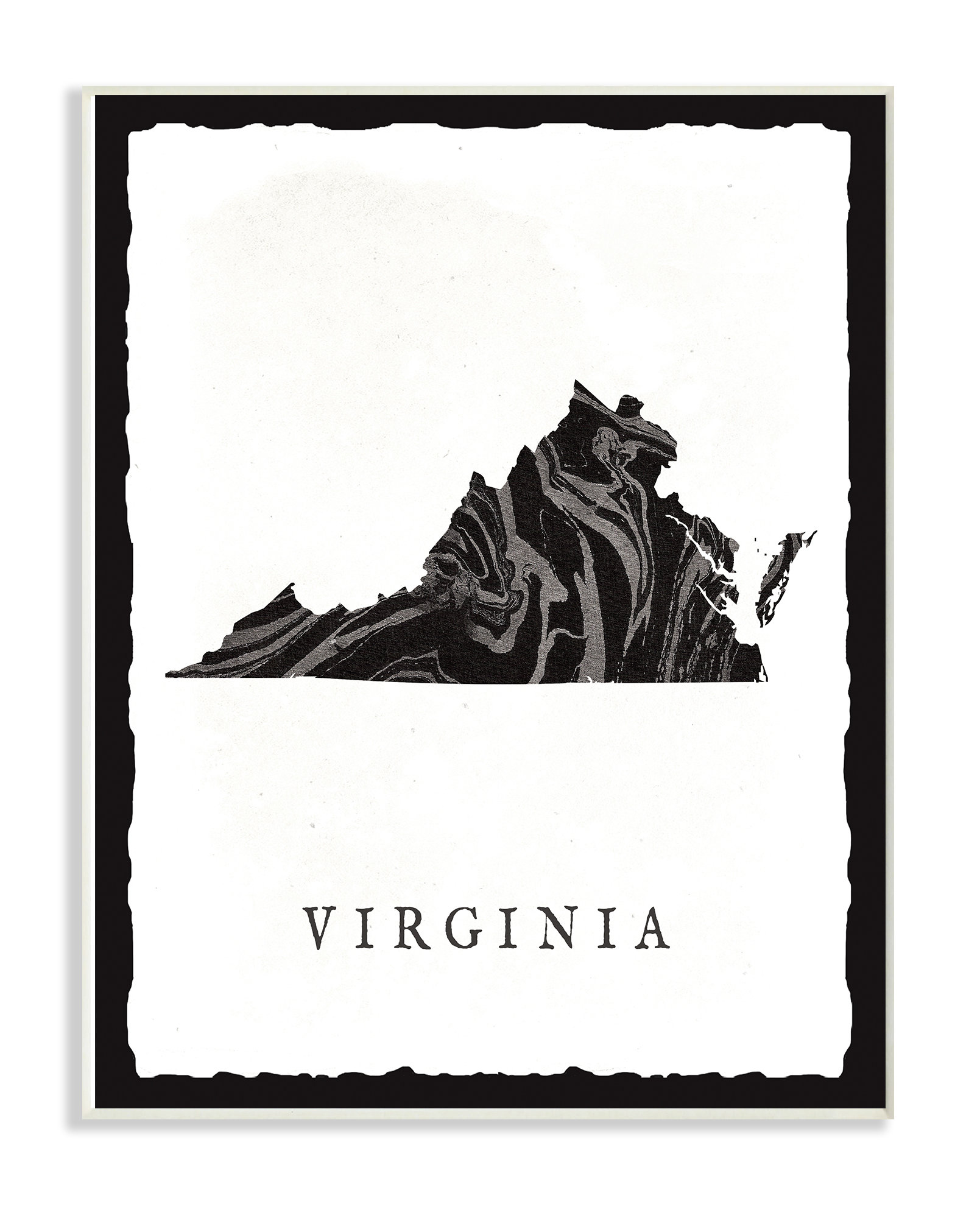 Ebern Designs Marbled Paper Virginia State Silhouette - Textual Art ...
